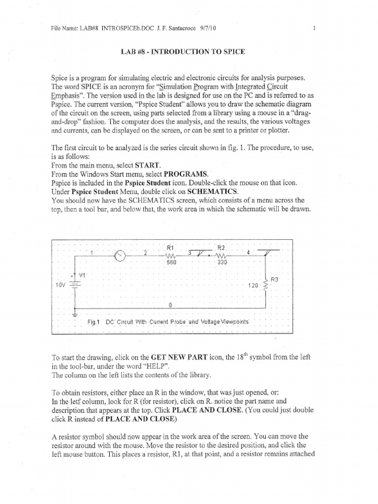 PSpice Tutorial 1 | PDF