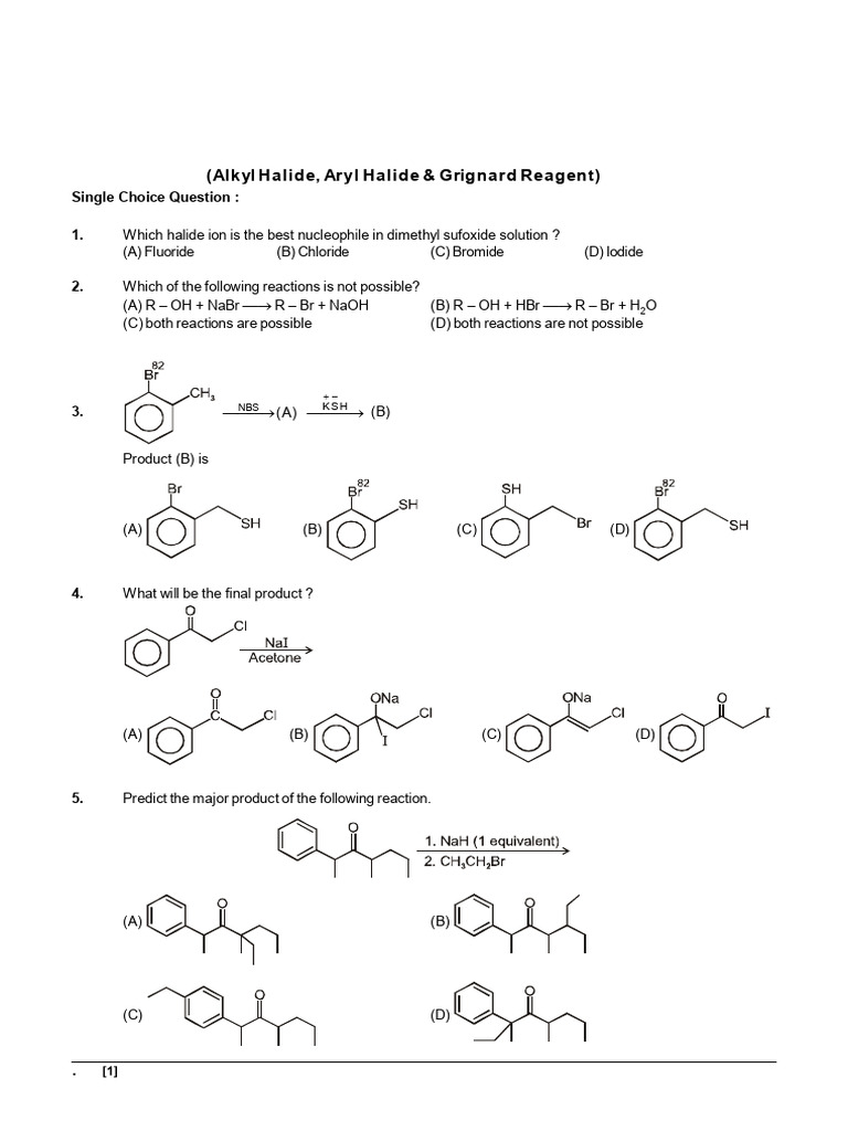 Alkyl Halide, Aryl Halide & Grignard Reagent | PDF | Organic Chemistry ...