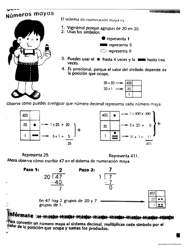Ejercicios Números Mayas, Trabajar en El Cuaderno de Matemáticas. | PDF