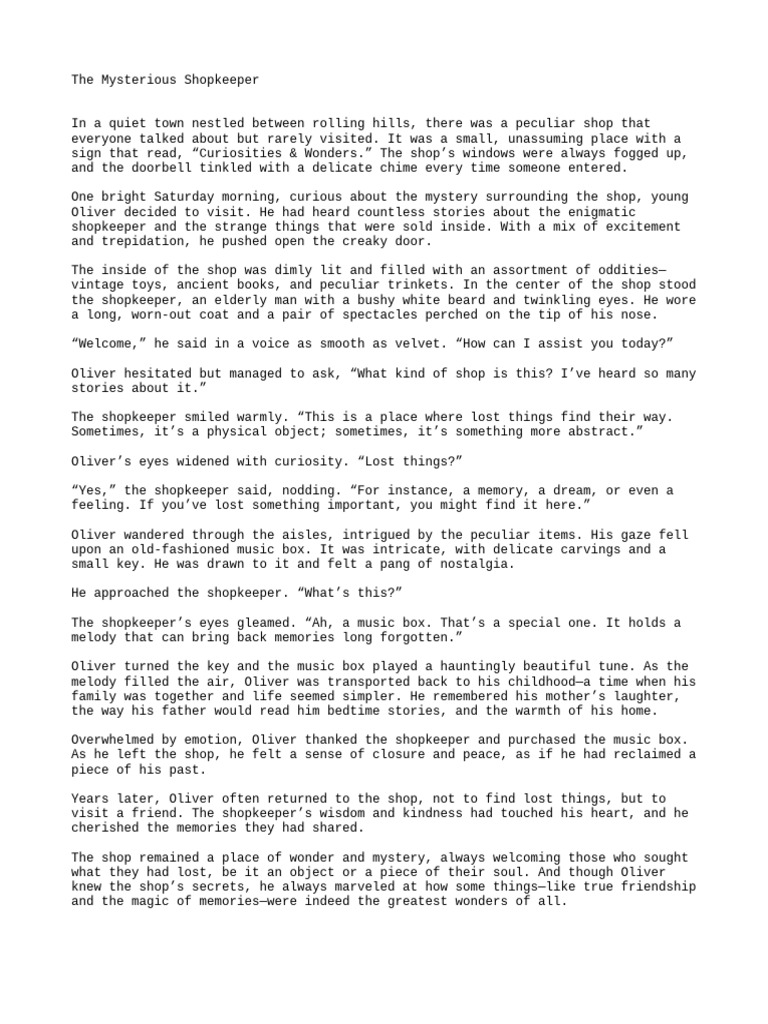 The Mysterious Shopkeeper | PDF