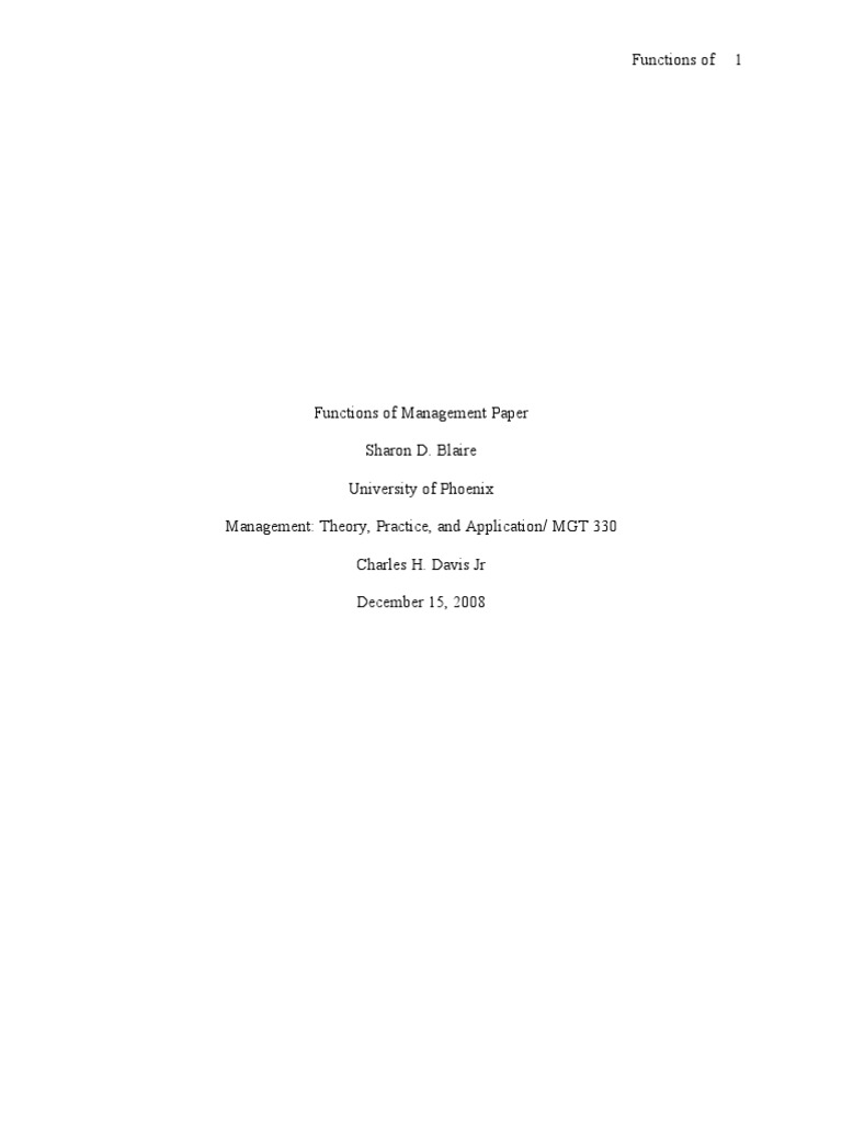 Functions of Management Paper | PDF | Employment | Motivation