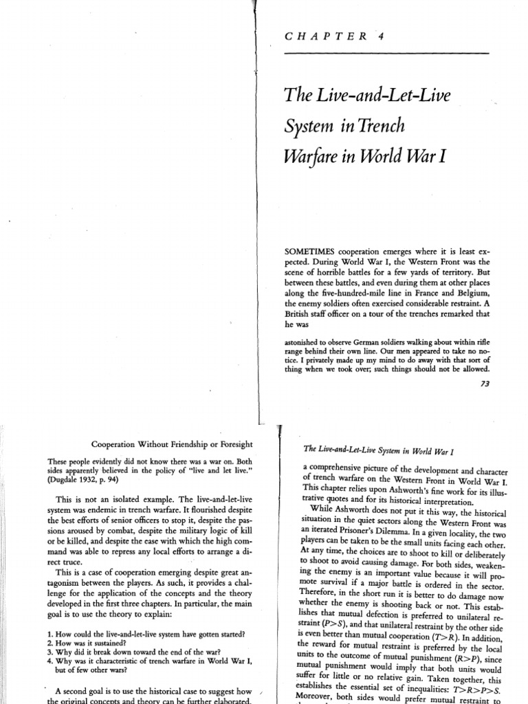 Axelrod-1984-The Live and Let Live System of Trench Warfare in Wwi pp ...