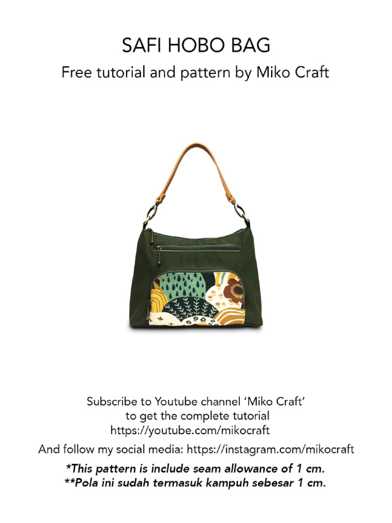 Safi Hobo Bag - Free Pattern and Tutorial by Miko Craft | PDF
