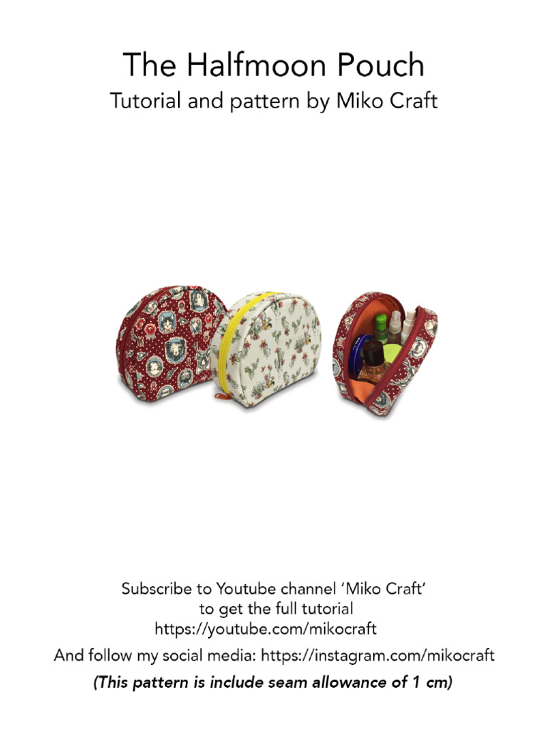 The Halfmoon Pouch - Free Pattern and Tutorial by Miko Craft | PDF