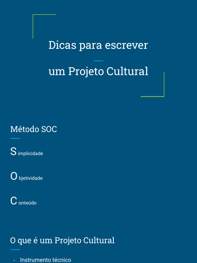 Dicas para Escrever Um Projeto Cultural - Marcela Duarte | PDF Dicas para Escrever Um Projeto Cultural - Marcela Duarte | PDF