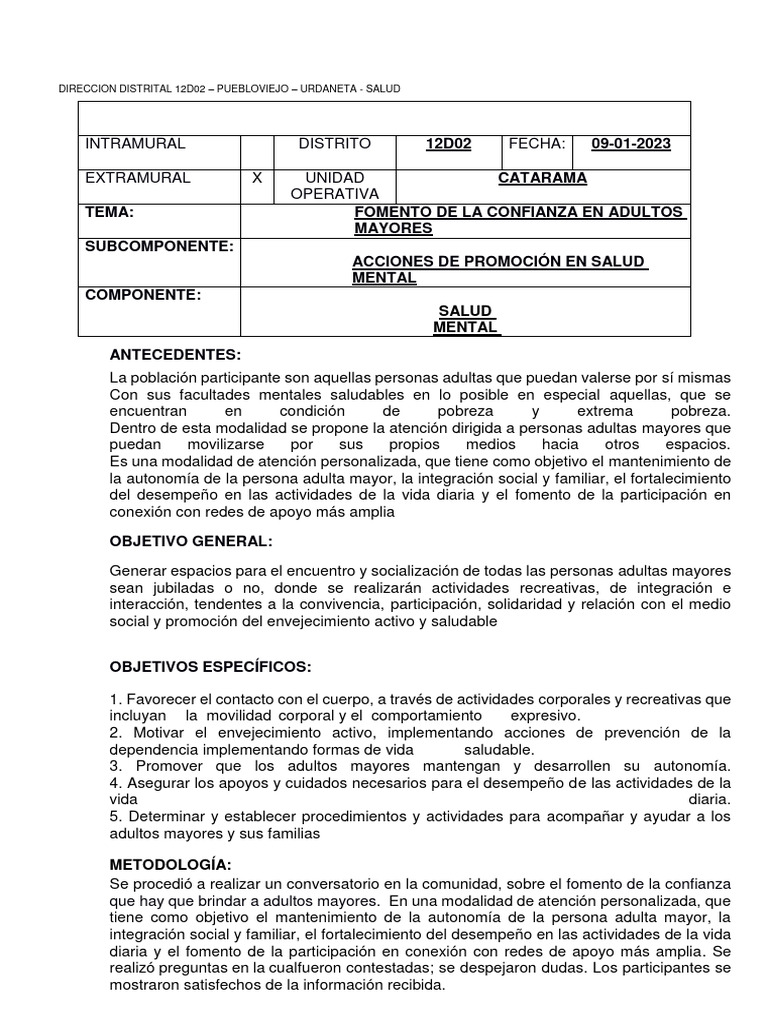 Fomento de La Confianza en Adultos Mayores | PDF | Vejez | Ciencias del comportamiento