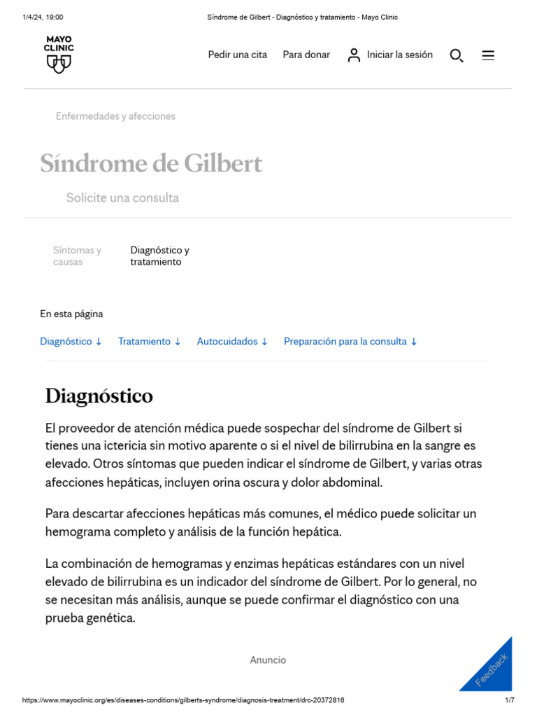 Diagnóstico y tratamiento del síndrome de Gilbert | PDF | Enfermedades ...