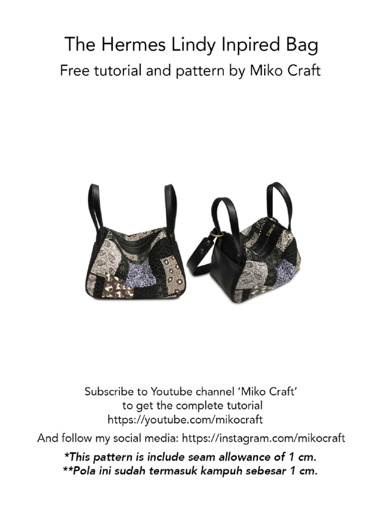 The Hermes Lindy Inpired Bag - Free Pattern and Tutorial by Miko Craft | PDF