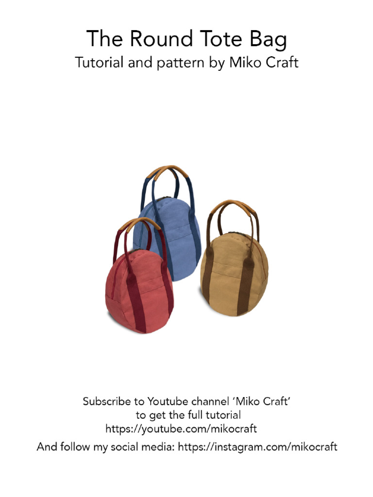 The Round Tote Bag - Pattern by Miko Craft | PDF
