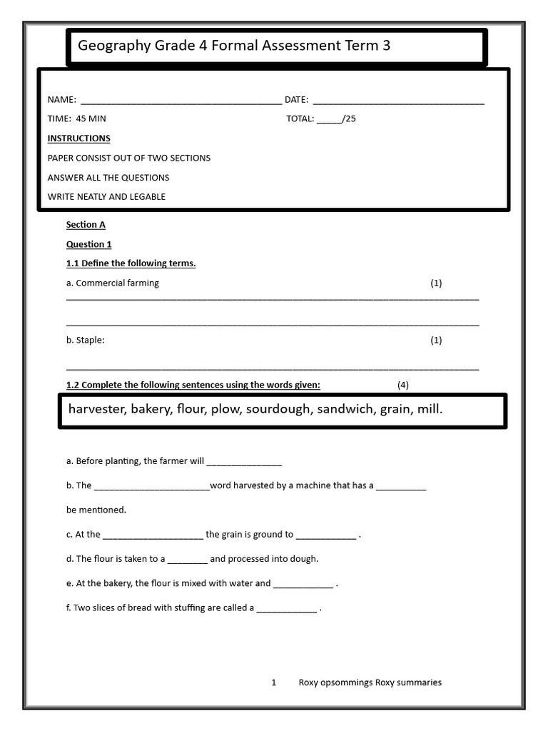 Geography Grade 4 Term 3 Formal Ass Content | PDF | Technology ...