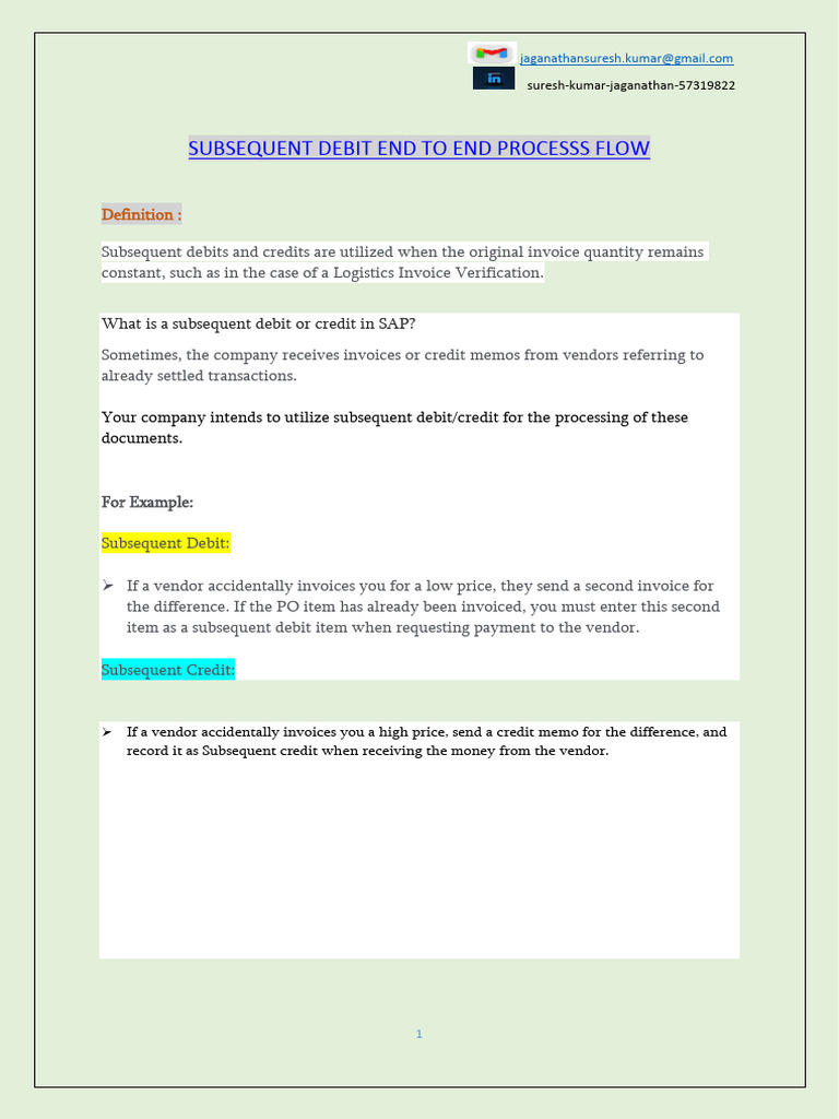 Subsequent Debit & Subsequent Credit Process Flow | PDF | Credit Card ...