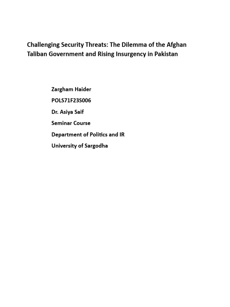 Challenging Security Threats | PDF | Taliban | Afghanistan