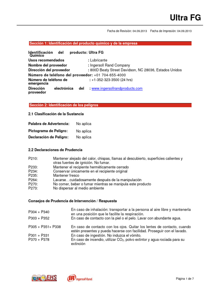 HDS Ultra FG | PDF | Agua | Toxicidad