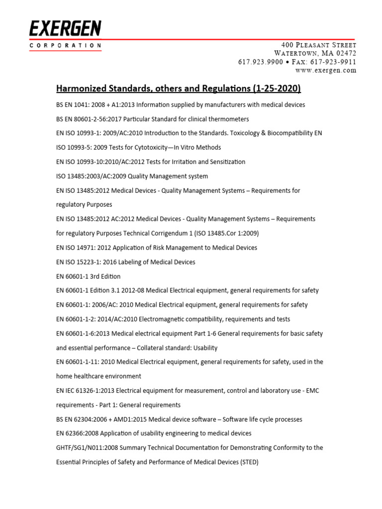 List of Applicable Harmonized Standards, Others and Regulations | PDF ...