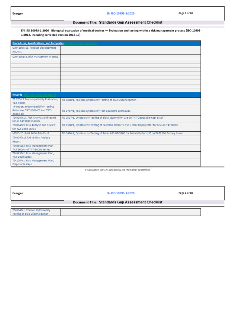 EN 10993-1_Standard Checklist | Download Free PDF | Medical Device ...