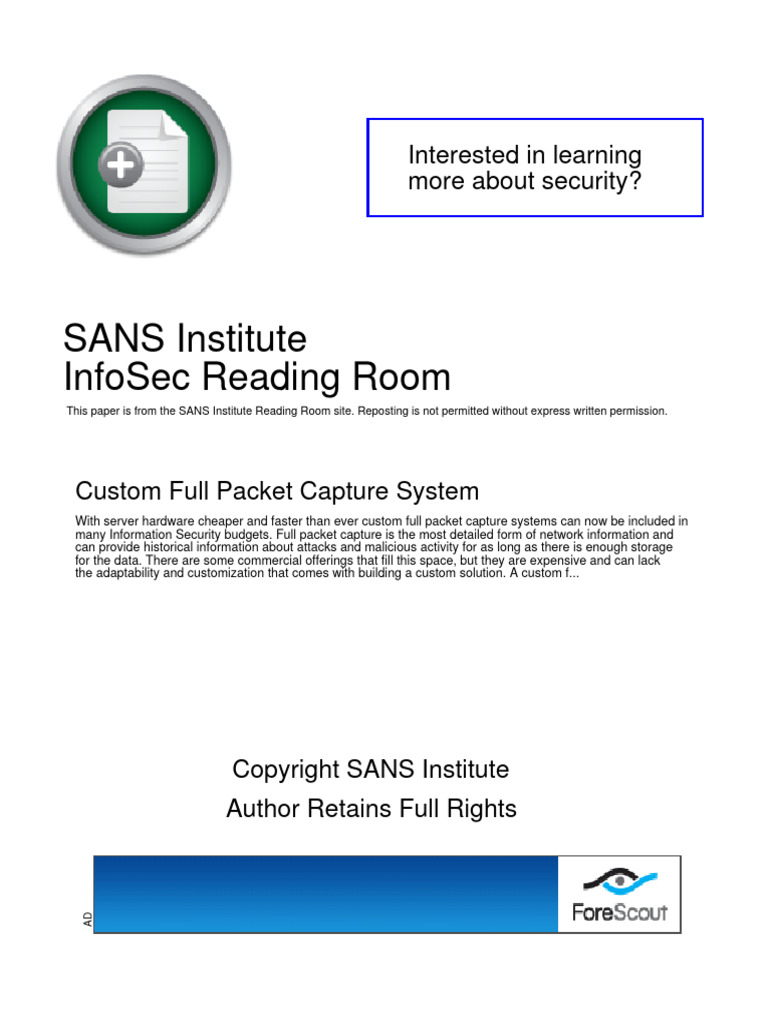 SANS Institute Reading Room - Custom Full Packet Capture System | PDF ...