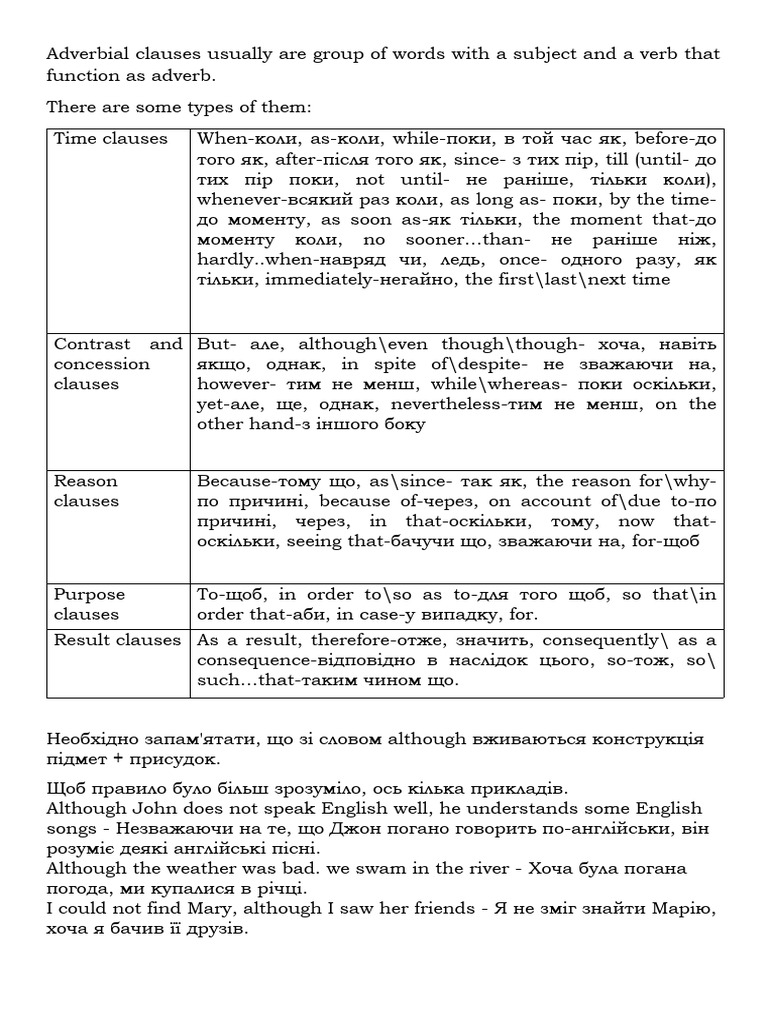 Adverbial Clauses | PDF