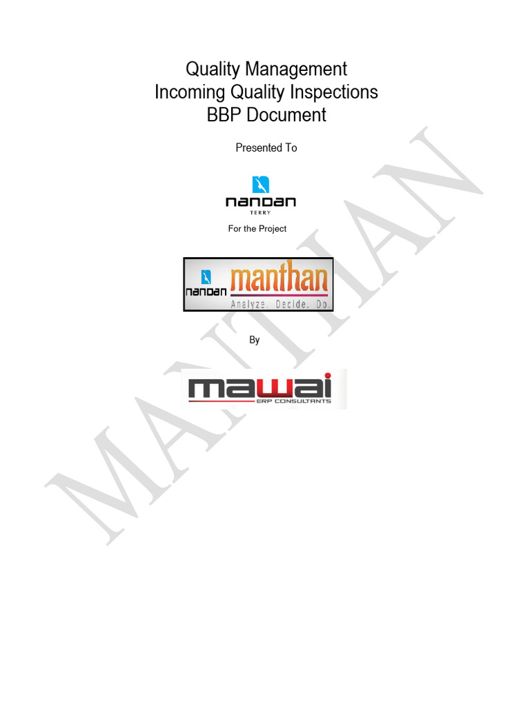 NTPL QM IQC Incoming Quality Inspections 1 | PDF | Specification ...