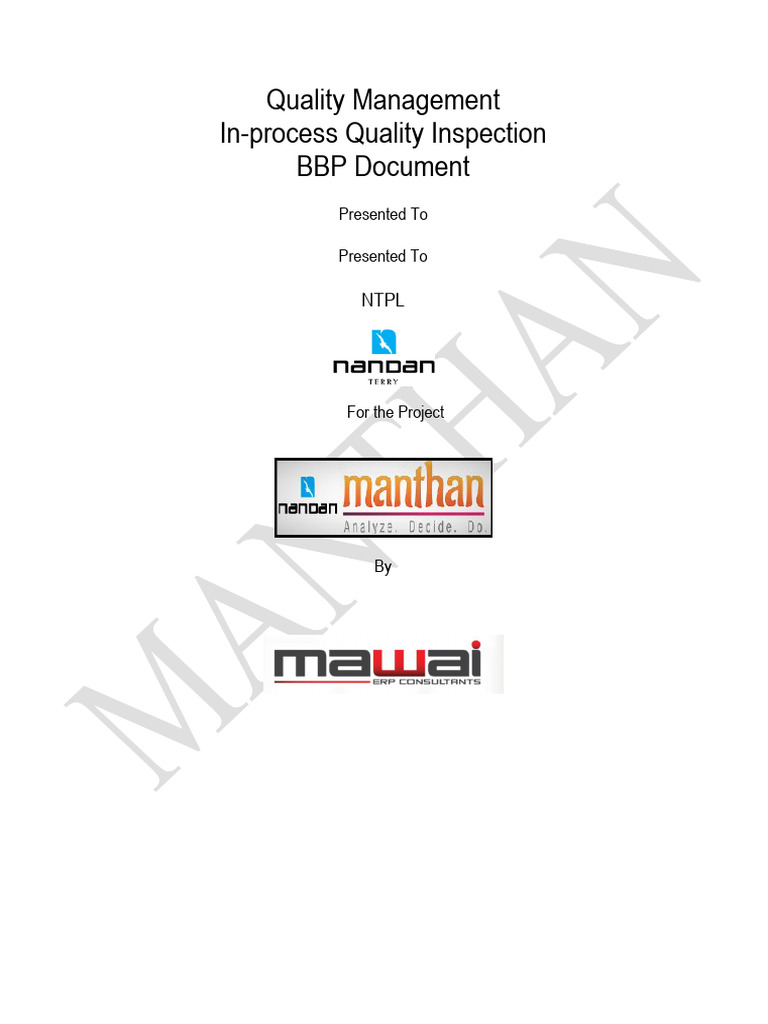 NYPL QM IPQI In-Process Quality Inspection 1 | PDF | Specification ...