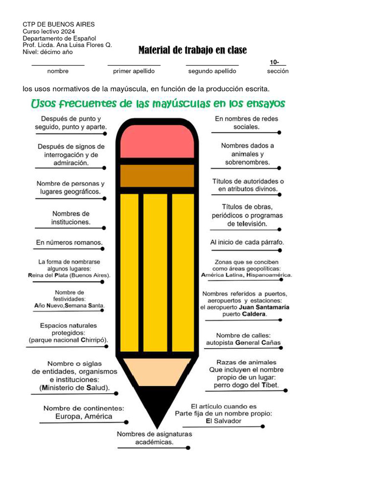 Usos de la Mayúscula en Español | PDF | Estudios de idiomas extranjeros