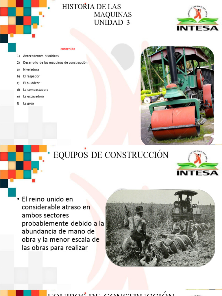 Historia de Las Maquinas de Construcci Unidad 3 | PDF | Máquina de vapor | Grúa (máquina)