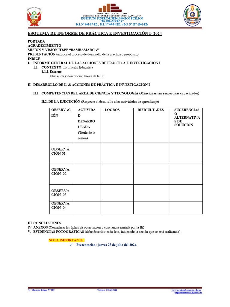 Esquema - de Informe de Practica - I | PDF | Cognición | Aprendizaje