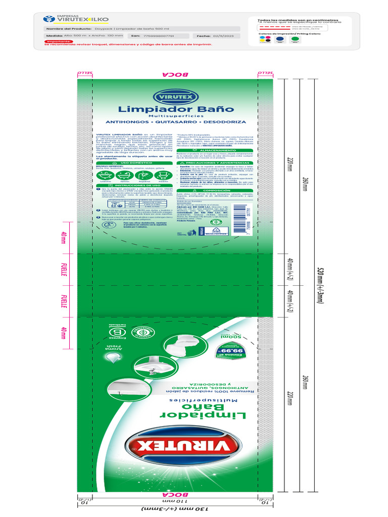 Doypack Limpiador de Baño 500ml - Preview | PDF | Agua