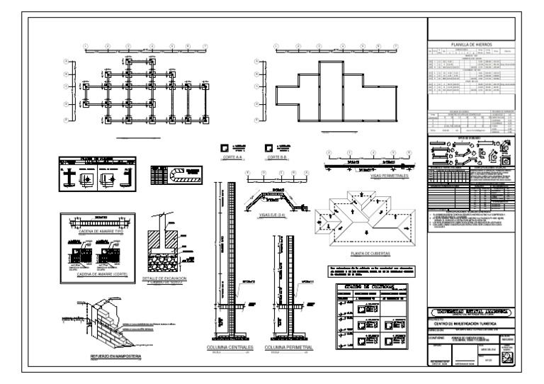 Corte A-A Corte B-B: Columna Perimetral Columna Centrales | PDF | Hormigón | Fundación (Ingeniería)