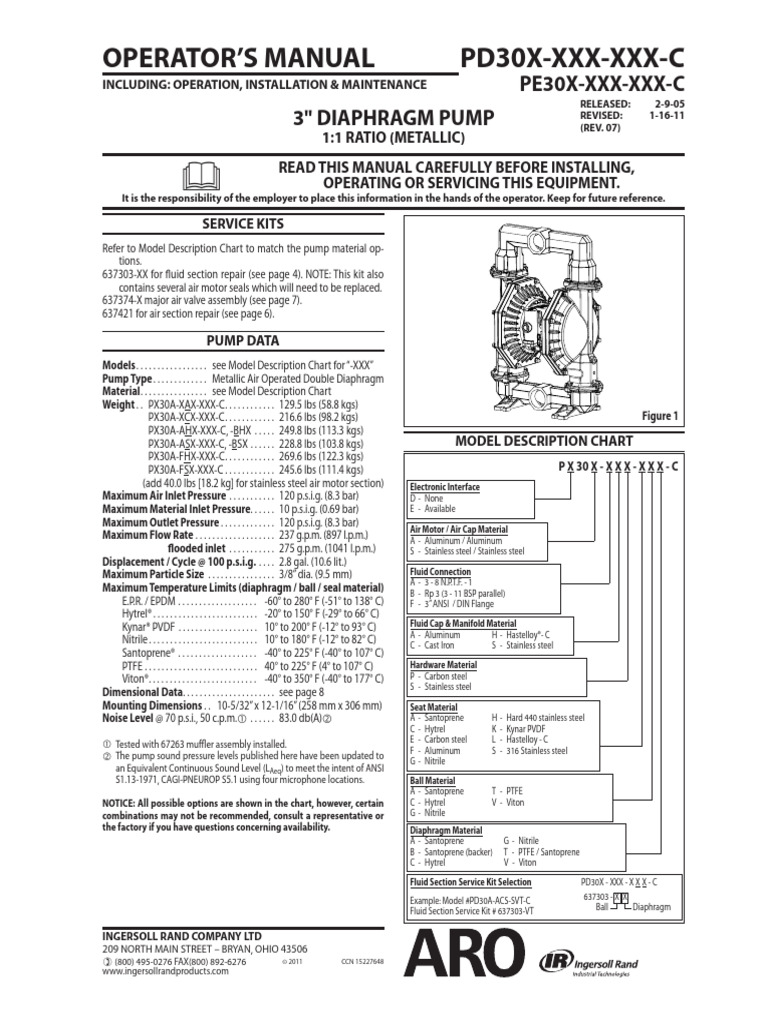 Ficha Tecnica Bomba Diafragna Aro PD30A-AAP-FTT-C | PDF | Pump | Valve