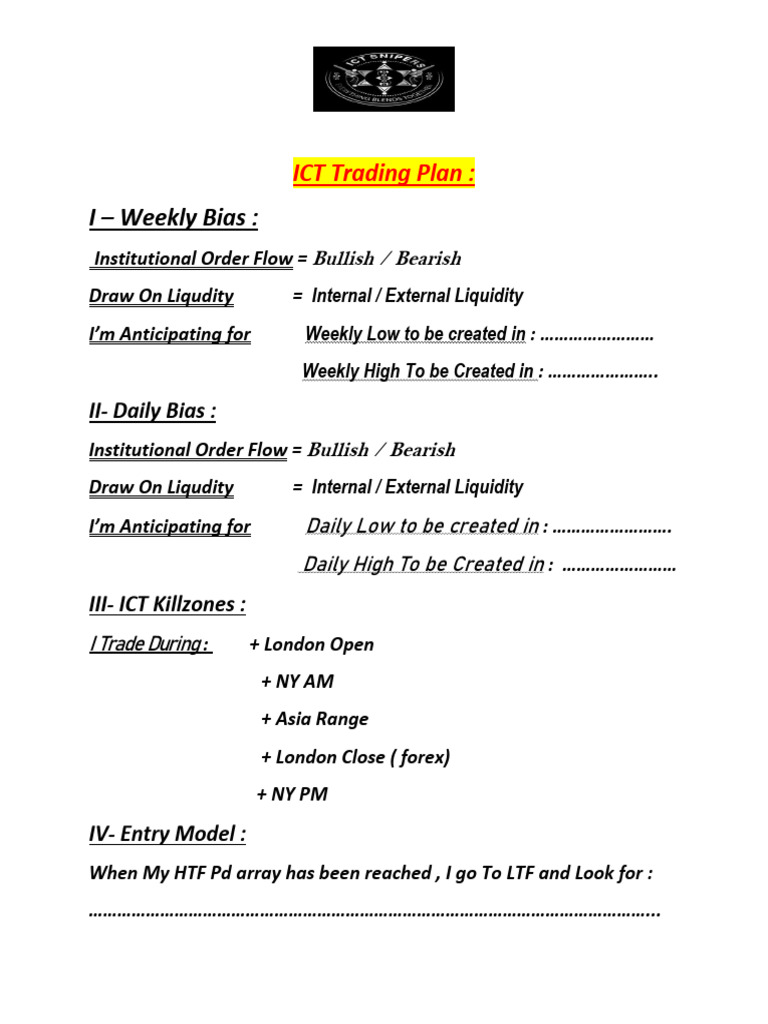 ICT Trading Plan | PDF | Finance & Money Management