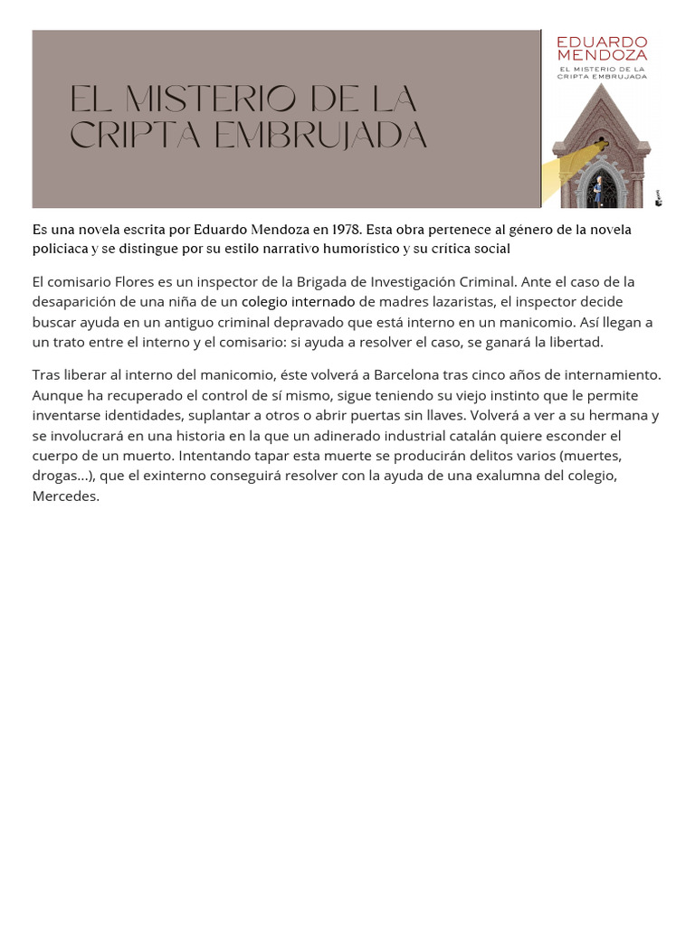 El Misterio de La Cripta Embrujada | PDF | Humor | Crimen ficcion