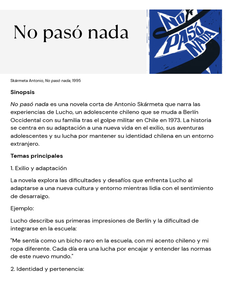 No Pasó Nada | PDF | Novelas | Narración