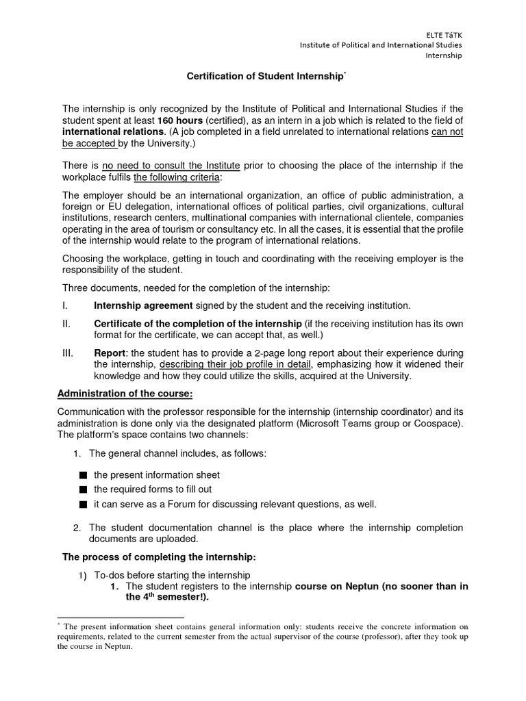 IRB137 Internship - Information Sheet | PDF | Internship | Job Hunting