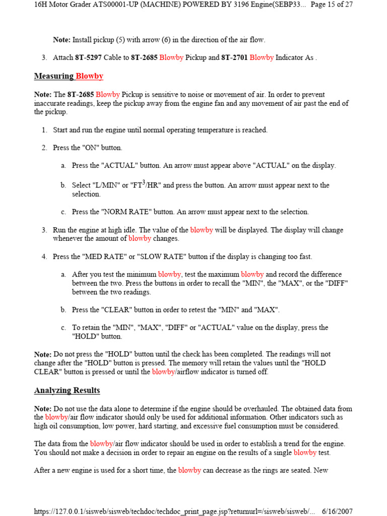 Blowby Spec (Small Engine) | PDF | Engines | Internal Combustion Engine