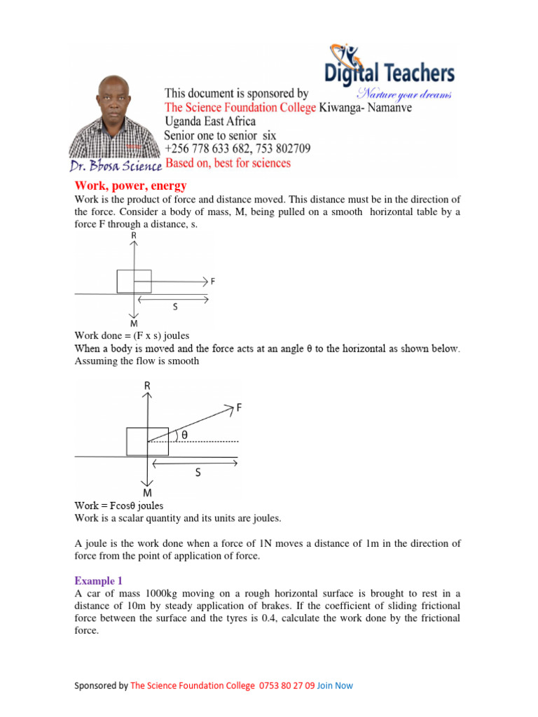 Work, Energy, and Power Explained | PDF | Force | Potential Energy