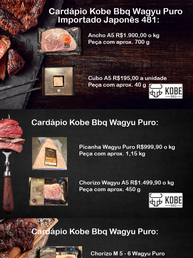 Cardápio Kobe Bbq Wagyu Puro | PDF