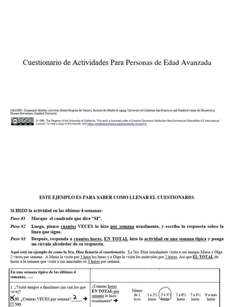 CHAMPS PA Questionnaire Spanish | PDF