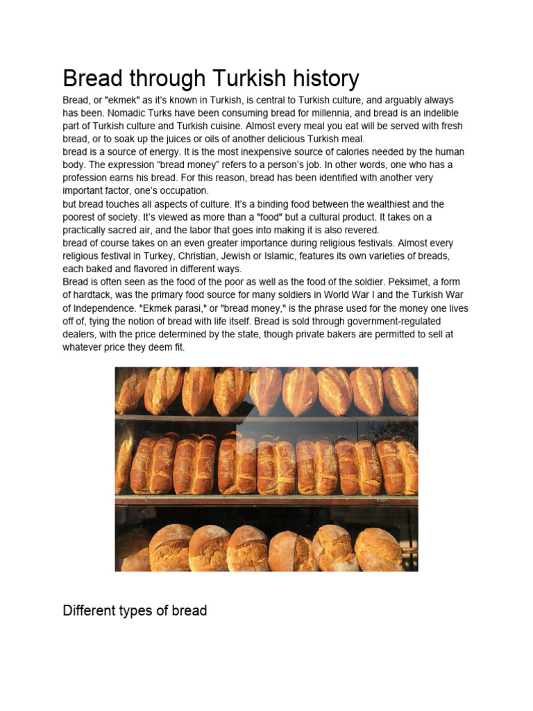 The Significance of Ekmek in Turkey | PDF | Turkish Cuisine | Breads