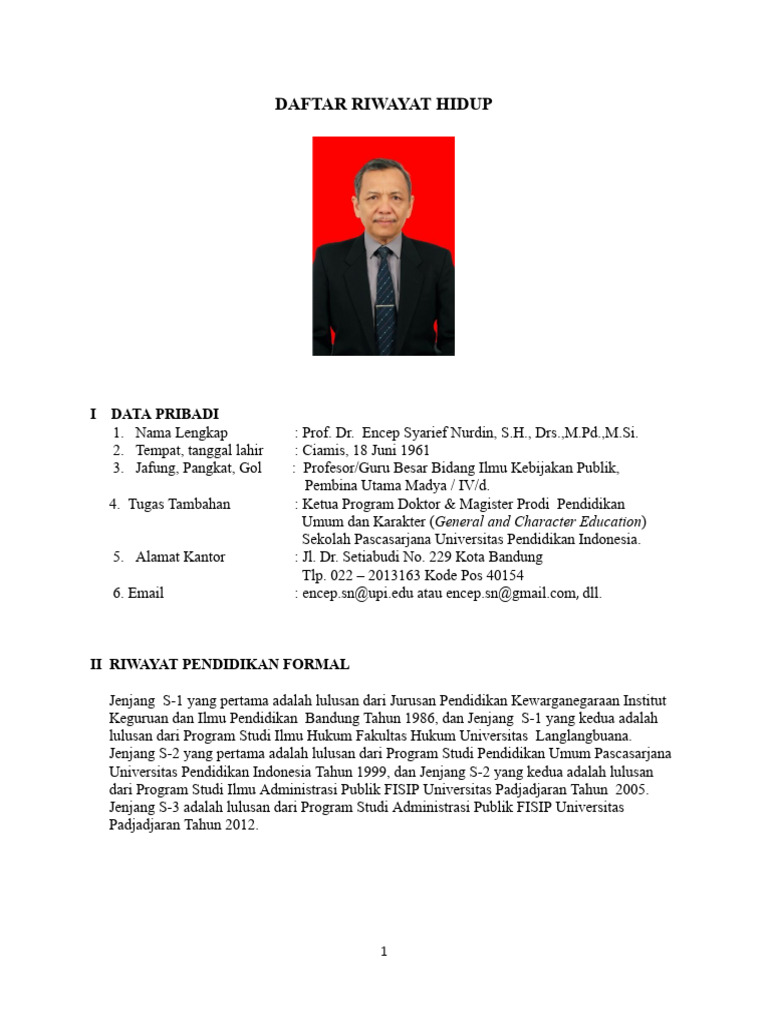 CV Prof Encep | PDF | Ilmu Sosial | Sains & Matematika