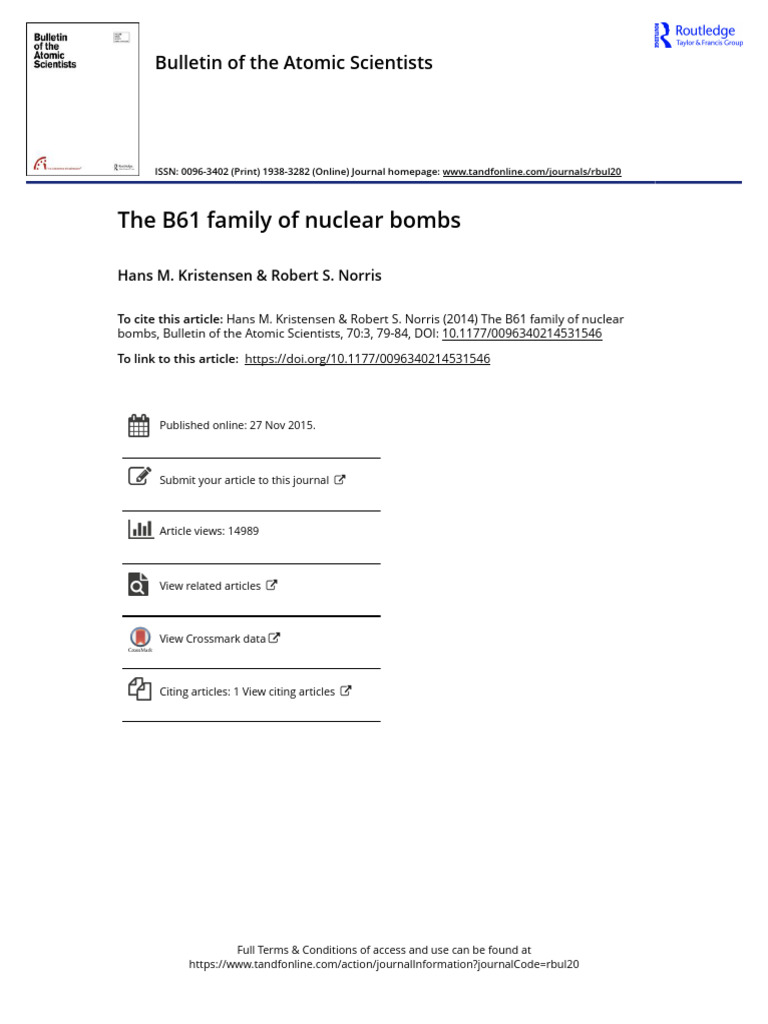 The B61 Family of Nuclear Bombs | PDF | Modern Weapons | Nuclear Explosives