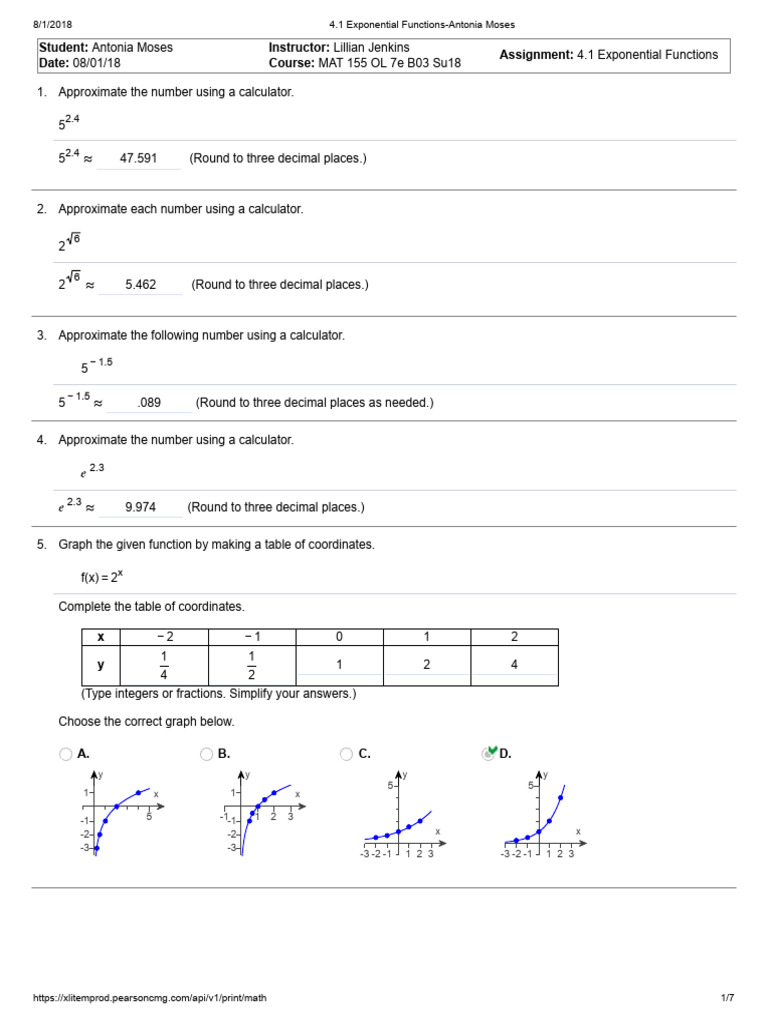 4.1 Exponential Functions-Antonia Moses | PDF | Function (Mathematics ...