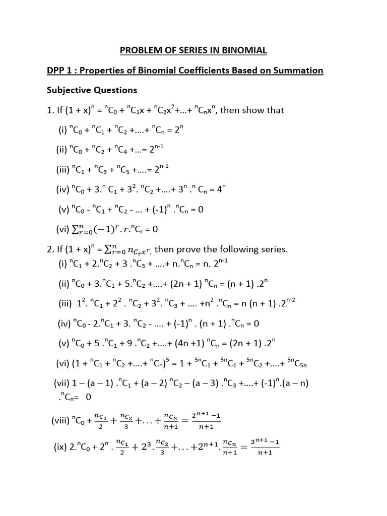 Problem of Series in Binomial-1 | PDF | Mathematics | Mathematical Analysis