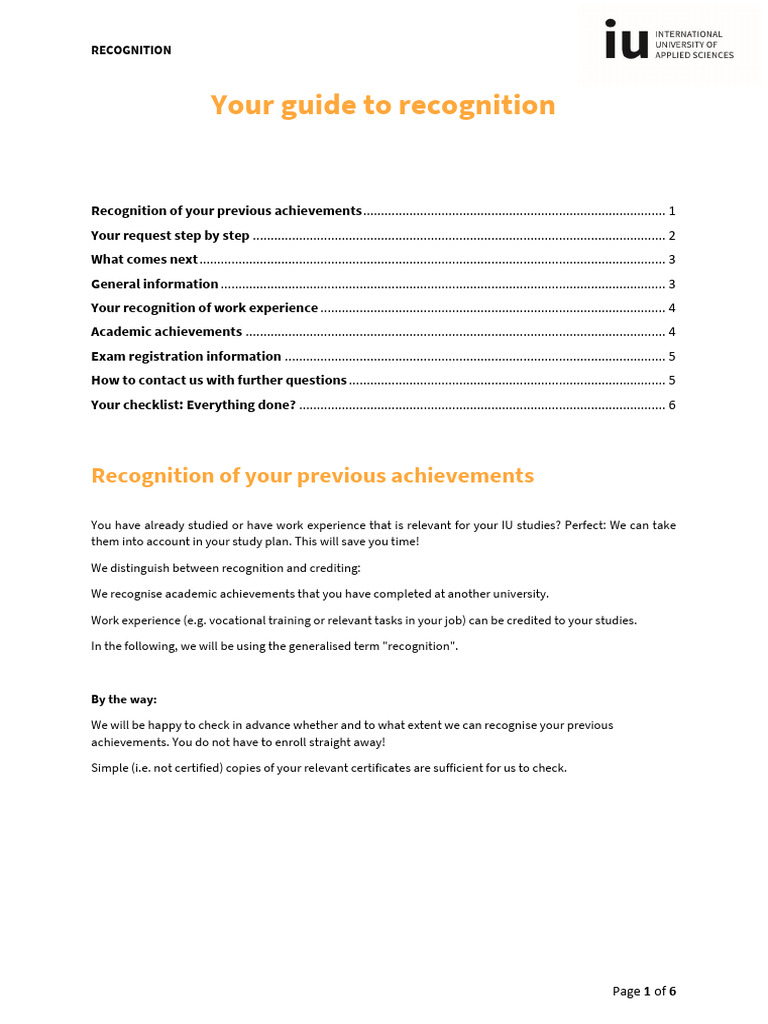 Recognition IU-University 21-04 EM | PDF | Master's Degree | Thesis