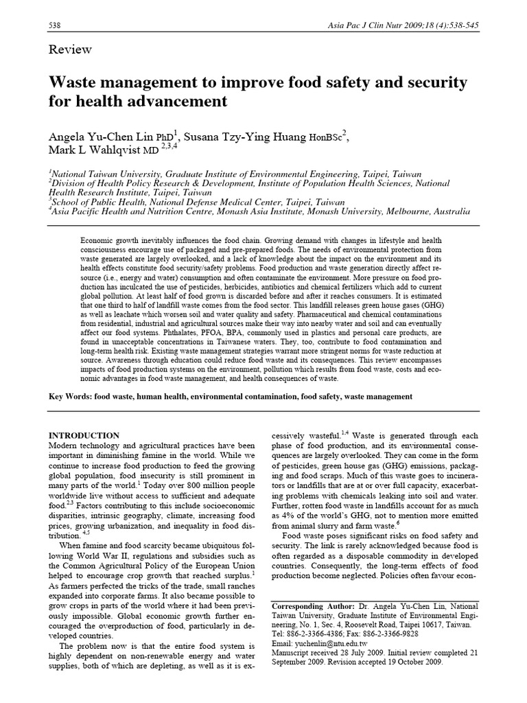 Waste management to improve food safety and security | PDF | Waste ...