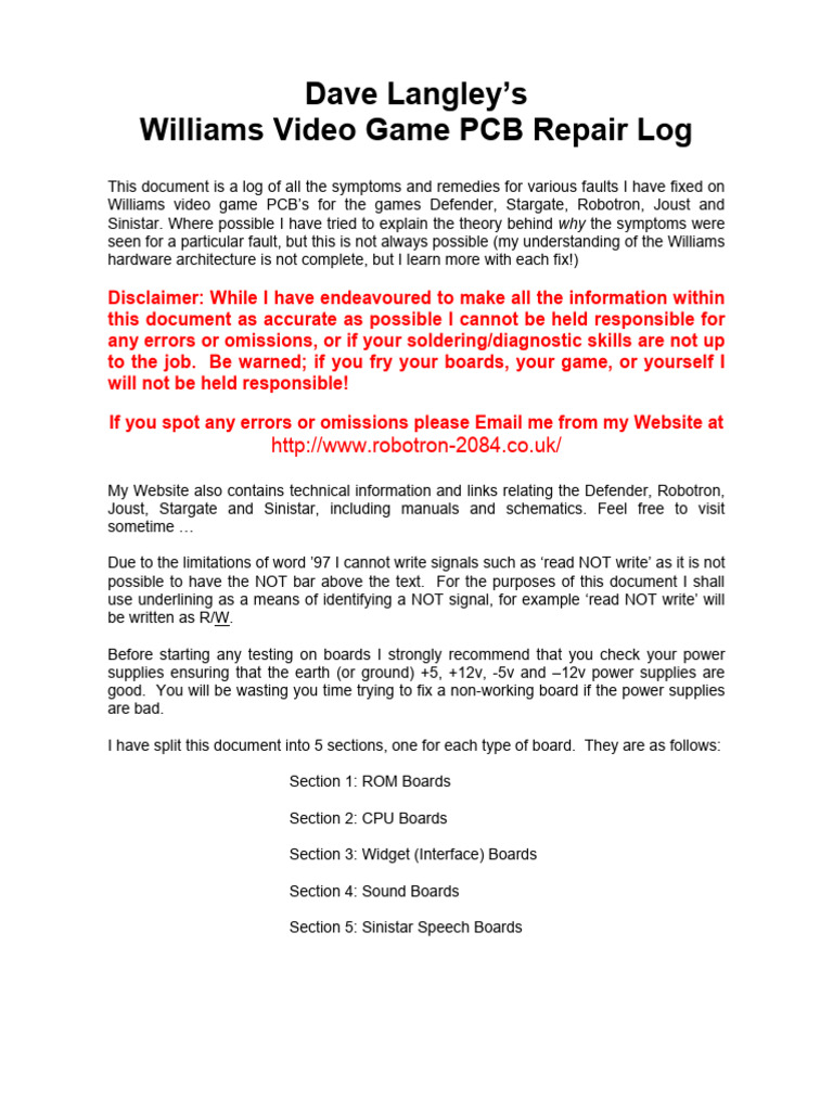 Langley Williams Repair Log | PDF | Random Access Memory | Booting