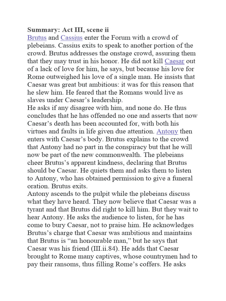 julius caesar act 2 | PDF | Julius Caesar | Mark Antony