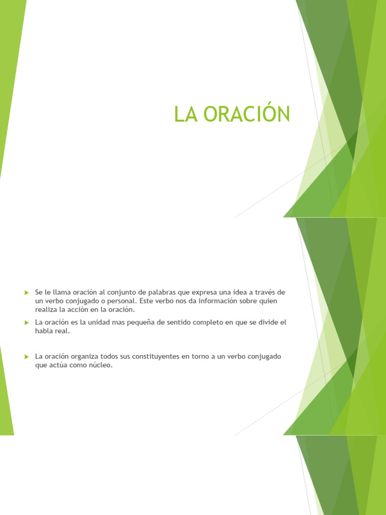 La Oración | PDF | Asunto (gramática) | Oración (Lingüística)