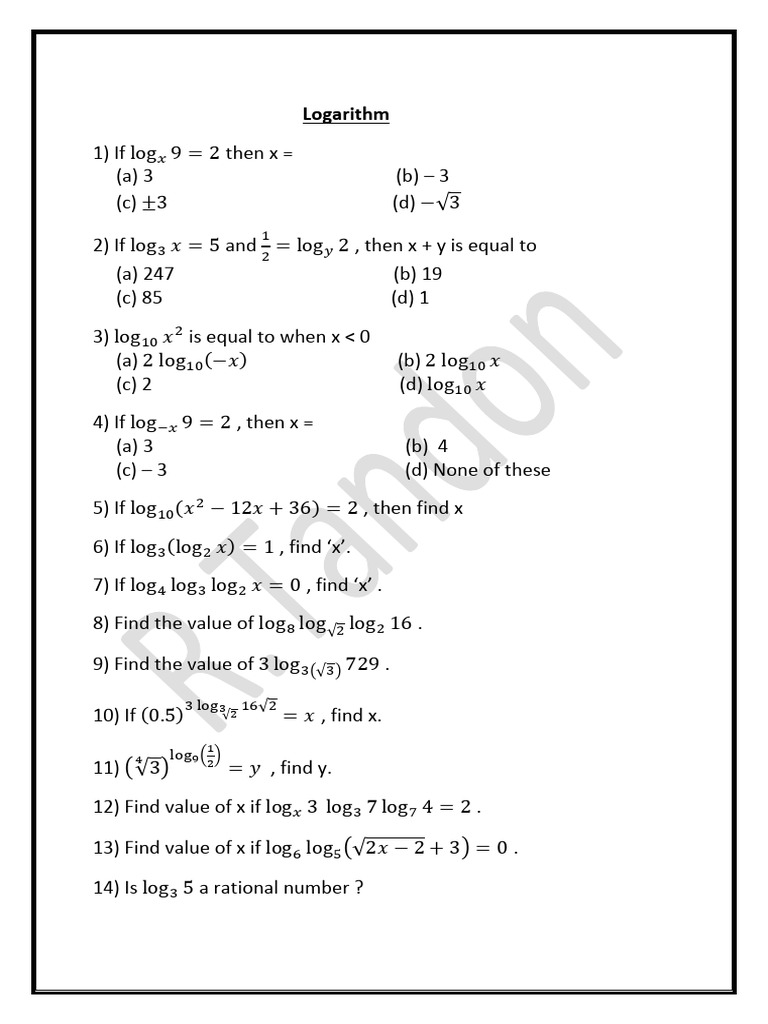 Logarithm-1 | Download Free PDF | Numbers | Equations