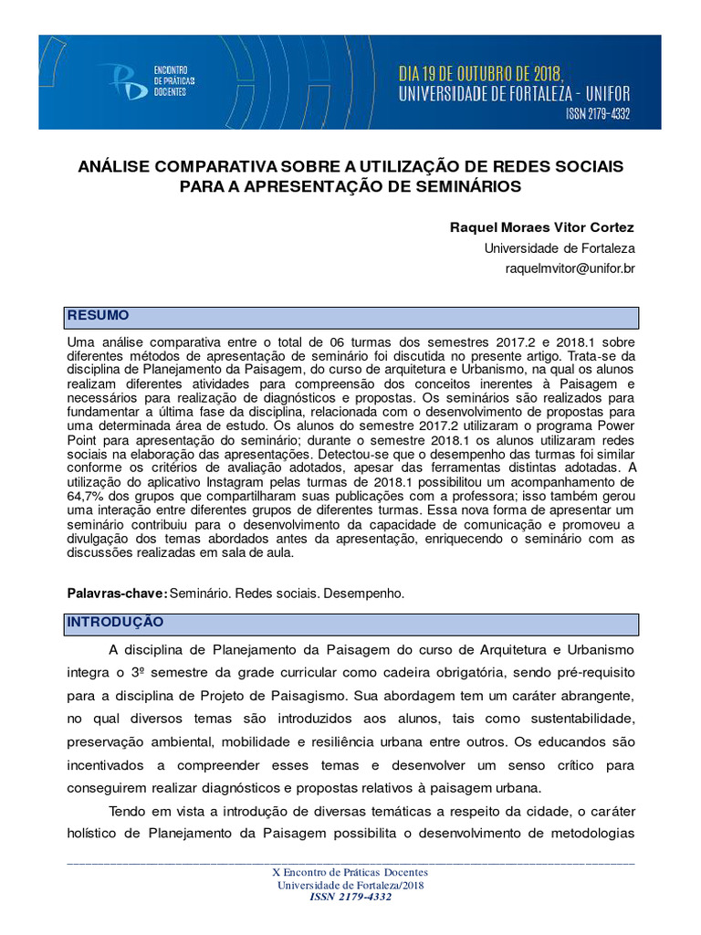2018 Análise Comparativa Sobre A Utilização de Redes Sociais para A ... 2018 Análise Comparativa Sobre A Utilização de Redes Sociais para A ...