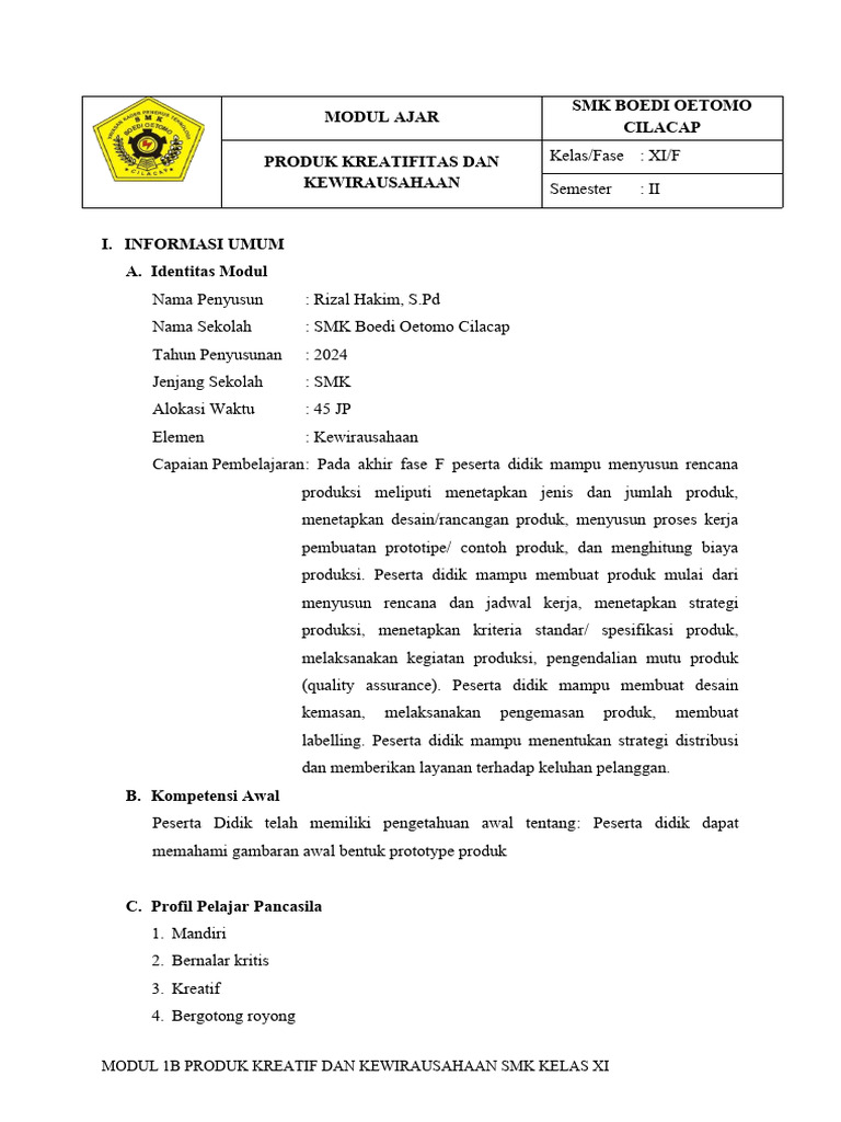 Modul 1B Prototype Produk | PDF